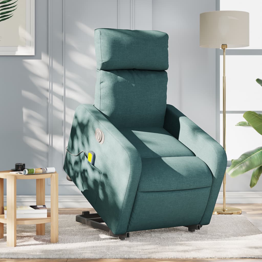 Sillón masaje eléctrico reclinable elevable tela verde oscuro | Leroy ...