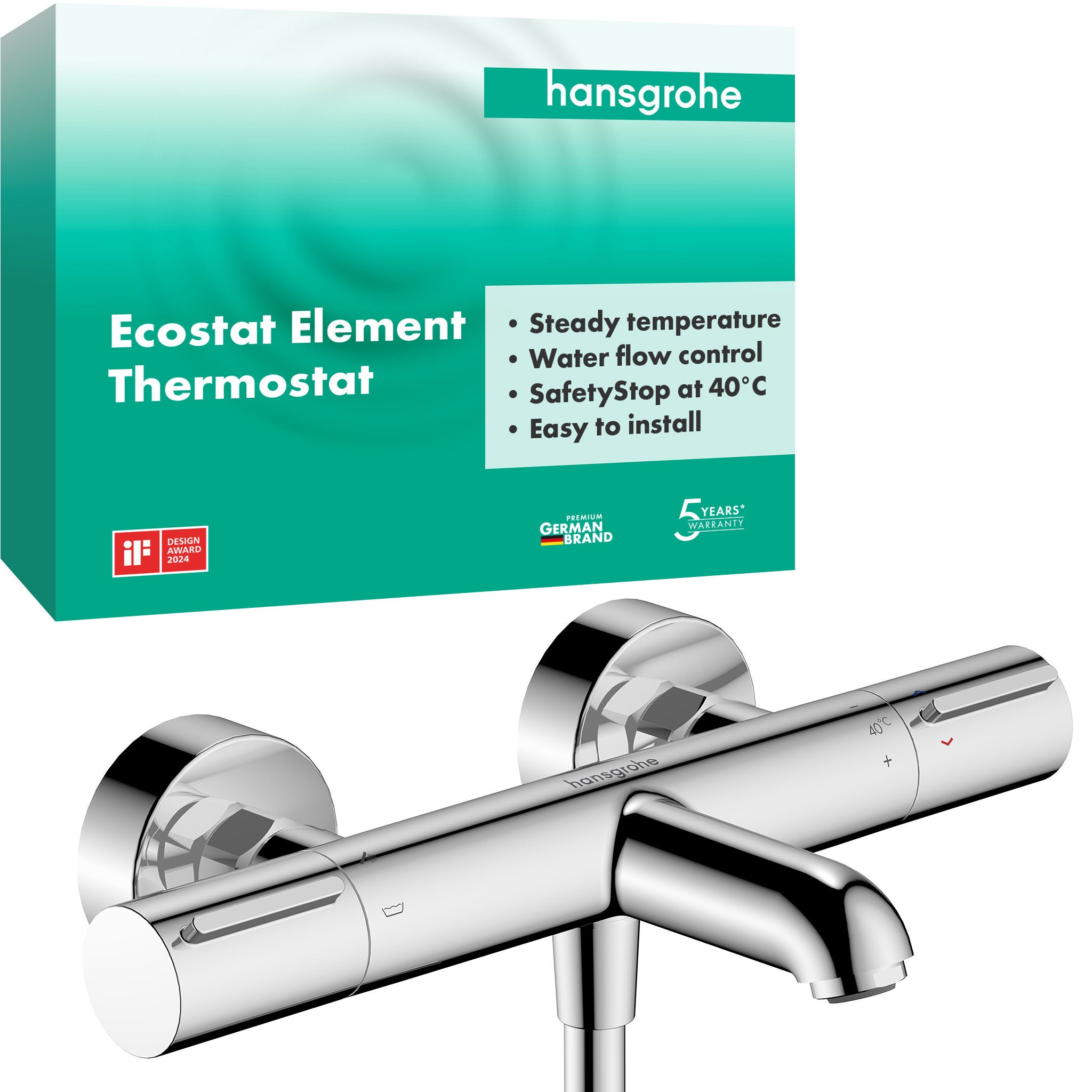 Hansgrohe Ecostat élément thermostatique pour baignoire, saillie 177mm ...