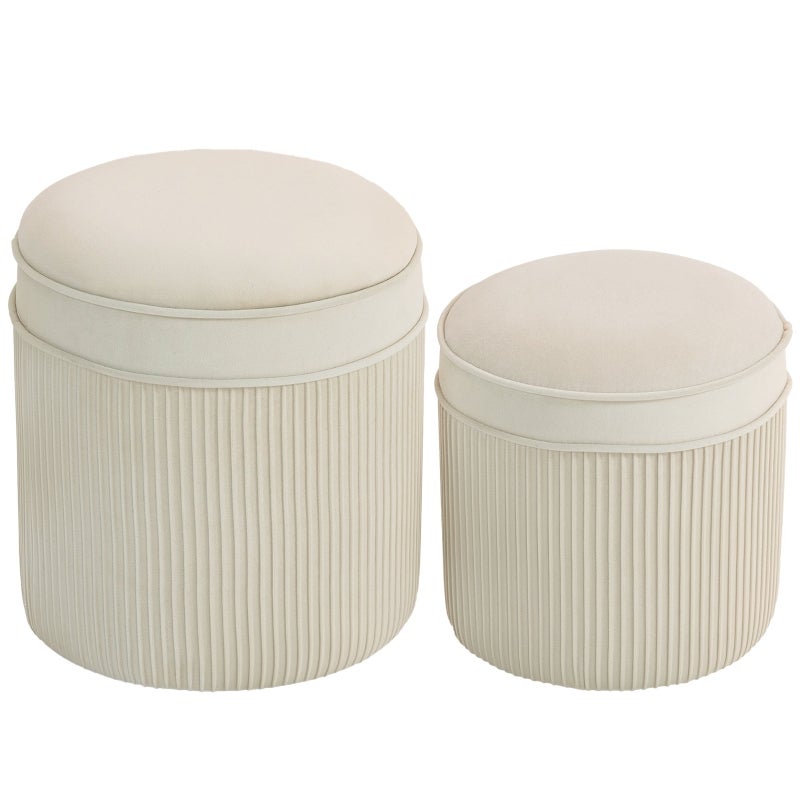 2er Set Hocker mit Deckel und Stauraum, Runder Samt Hocker 36x36x41,5 ...