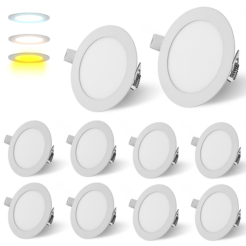 Lot de 10 Spot Encastrable LED Panel Extra-Plat 3W | Température de Couleur: 3 couleurs en 1 ...