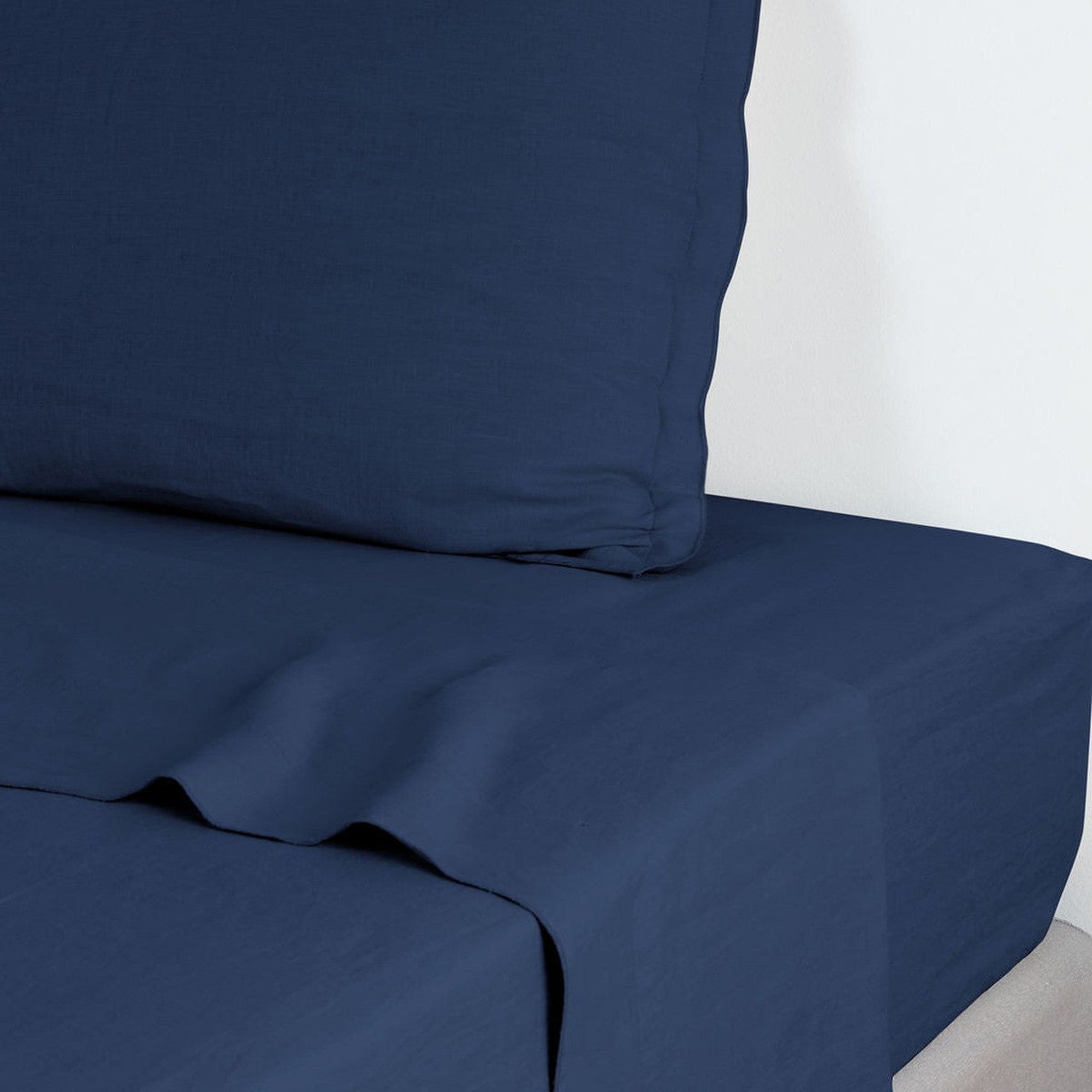 Drap plat 240x300 lin lavé bleu indigo | Leroy Merlin
