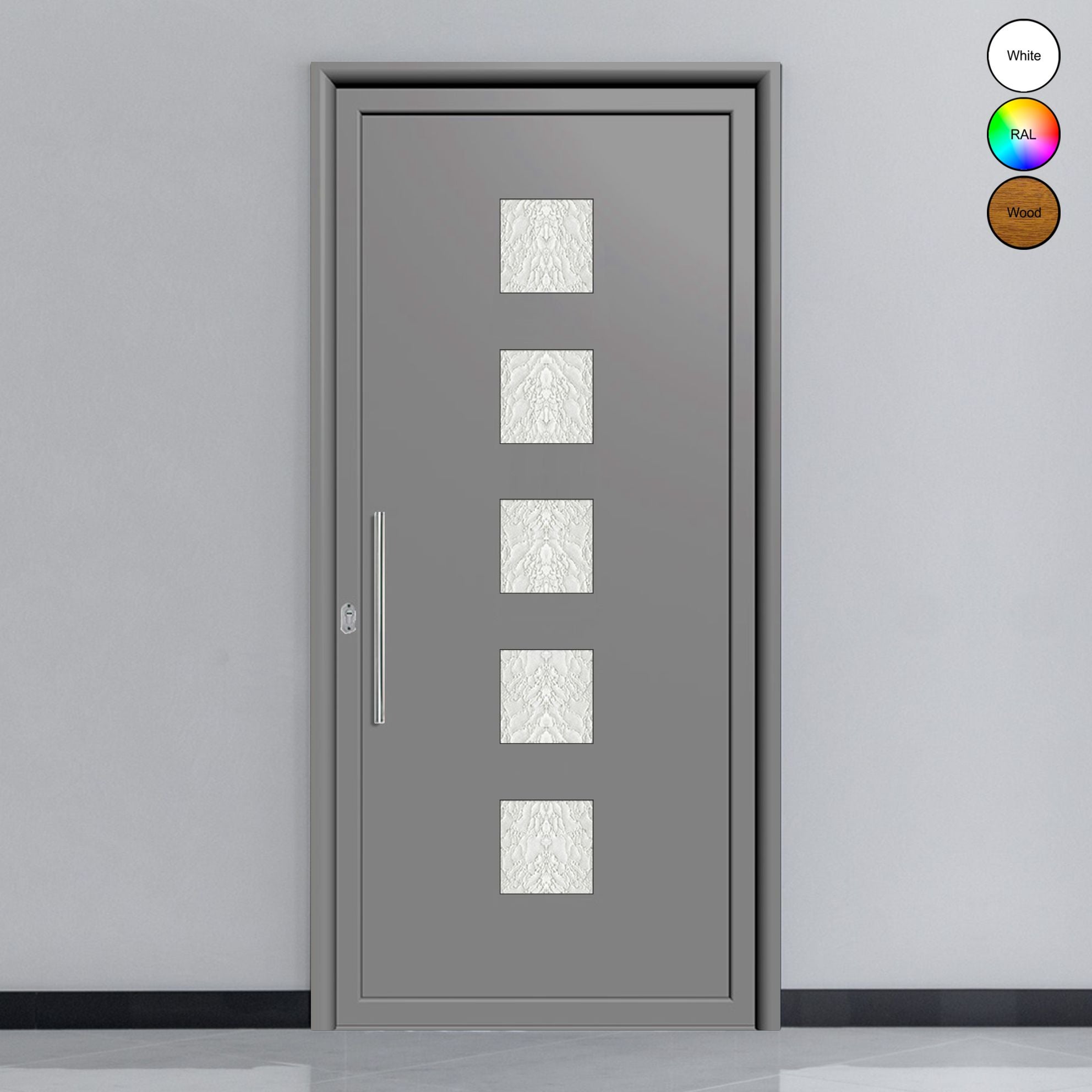 Porte d'entrée en aluminium SIMPLEX 8012-1 RAL 7001 ( L.: 90 cm x H ...