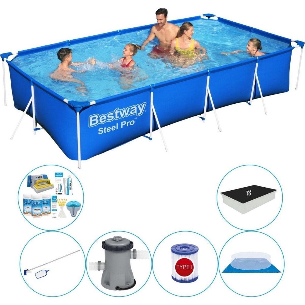 Ensemble de piscine tout en 1 - Bestway Steel Pro Rectangulaire ...