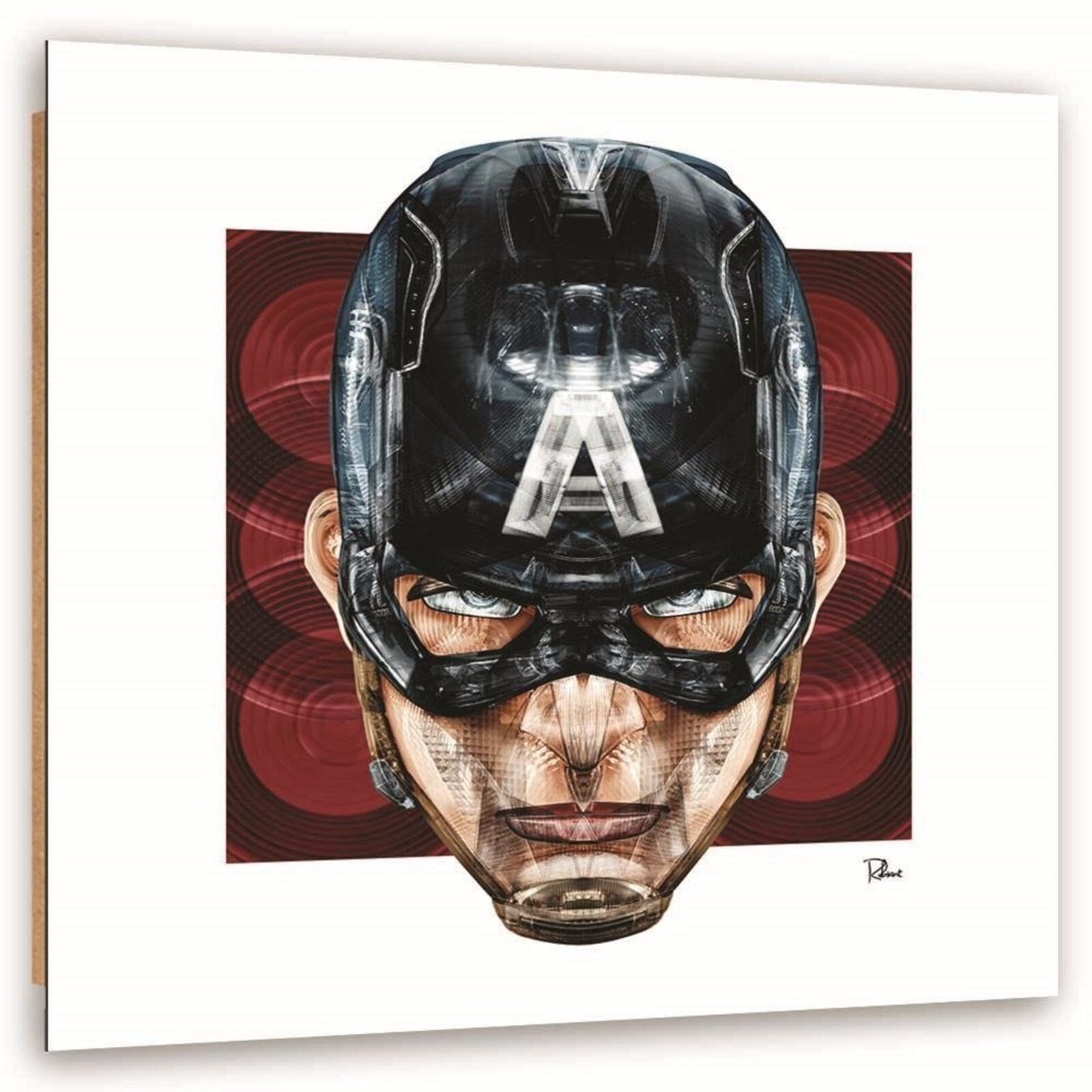 Tableau bois Portrait de Captain America - 40 x 40 cm | Leroy Merlin