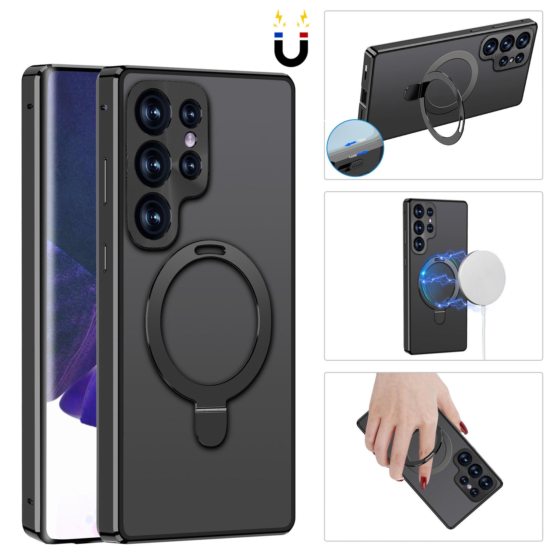 Étui de protection magnétique pour téléphone avec protecteur d'écran et ...