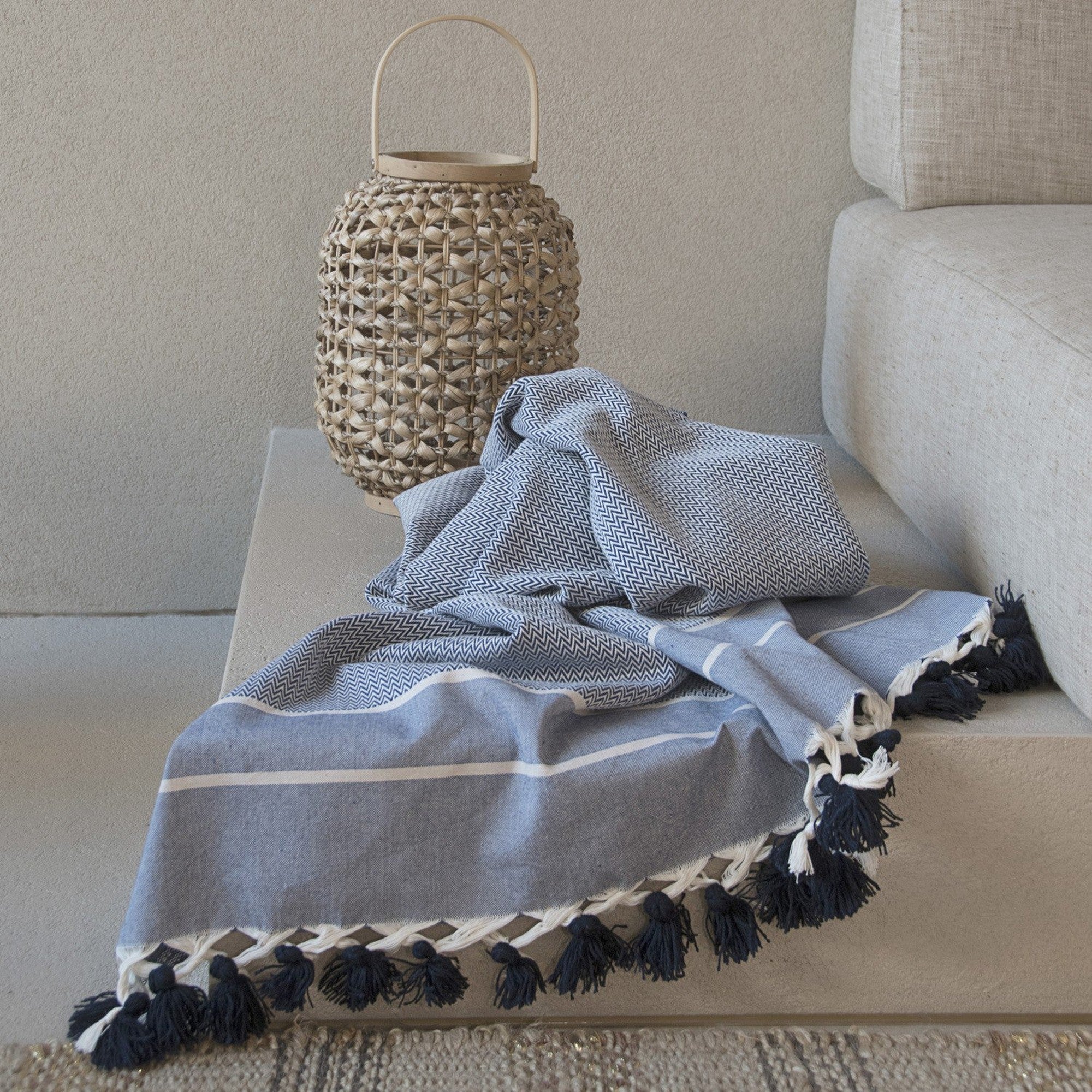 Plaid 130x170 coton bleu marine | Leroy Merlin
