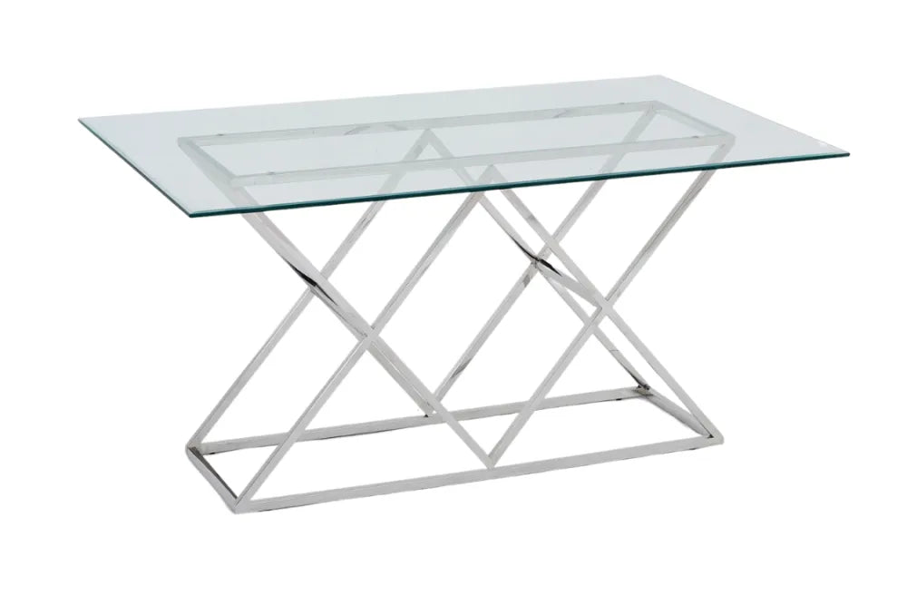 Table à Manger Rectangulaire Verre Transparent Chrome – 180×90×75 cm ...