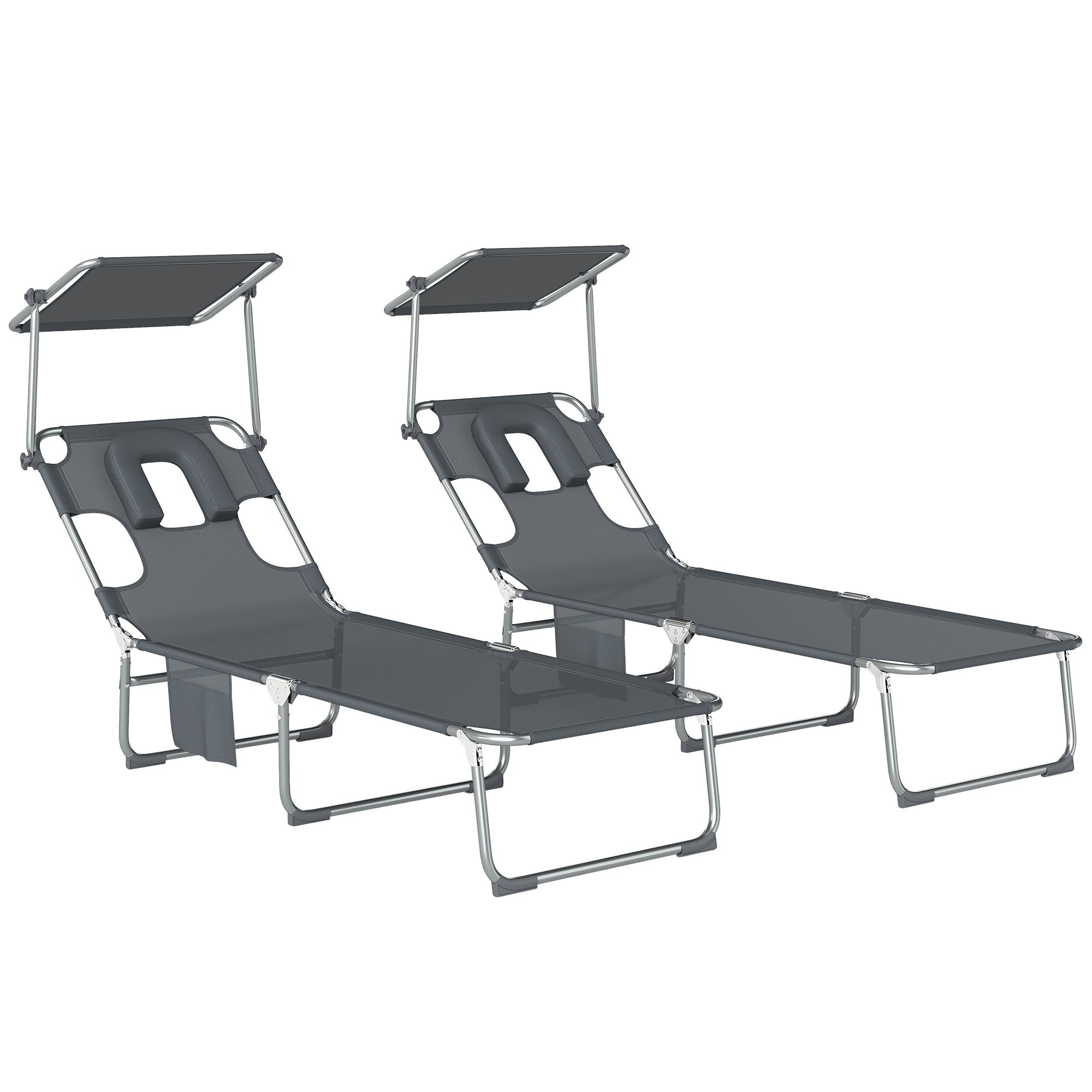 Set 2 Tumbonas Plegable Reclinable Dosel 360° Orificio Facial Bolsillo ...