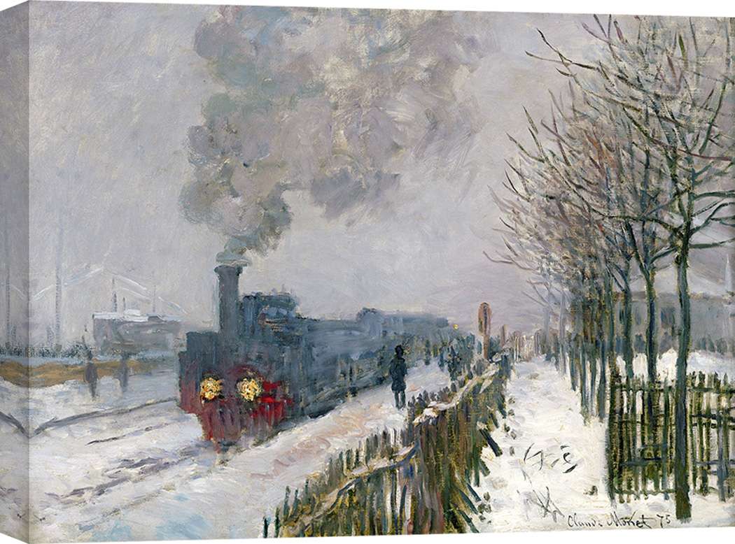 Pintura, impresión sobre lienzo - Claude Monet, El tren en la nieve ...