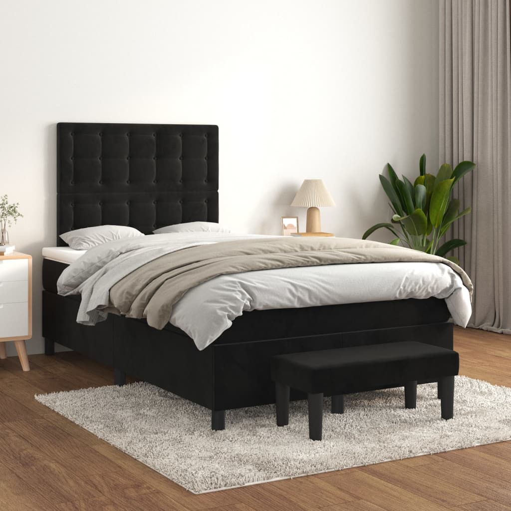 Maison Exclusive - Cama box spring con colchón terciopelo negro 120x200 ...