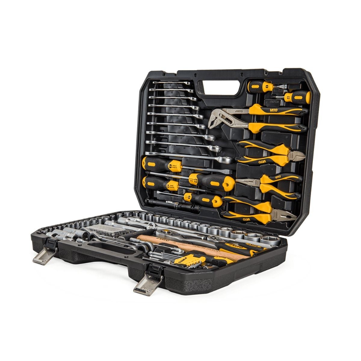 Malette à outils 112 pièces Lampe torche, Tournevis, Douilles, clés ...