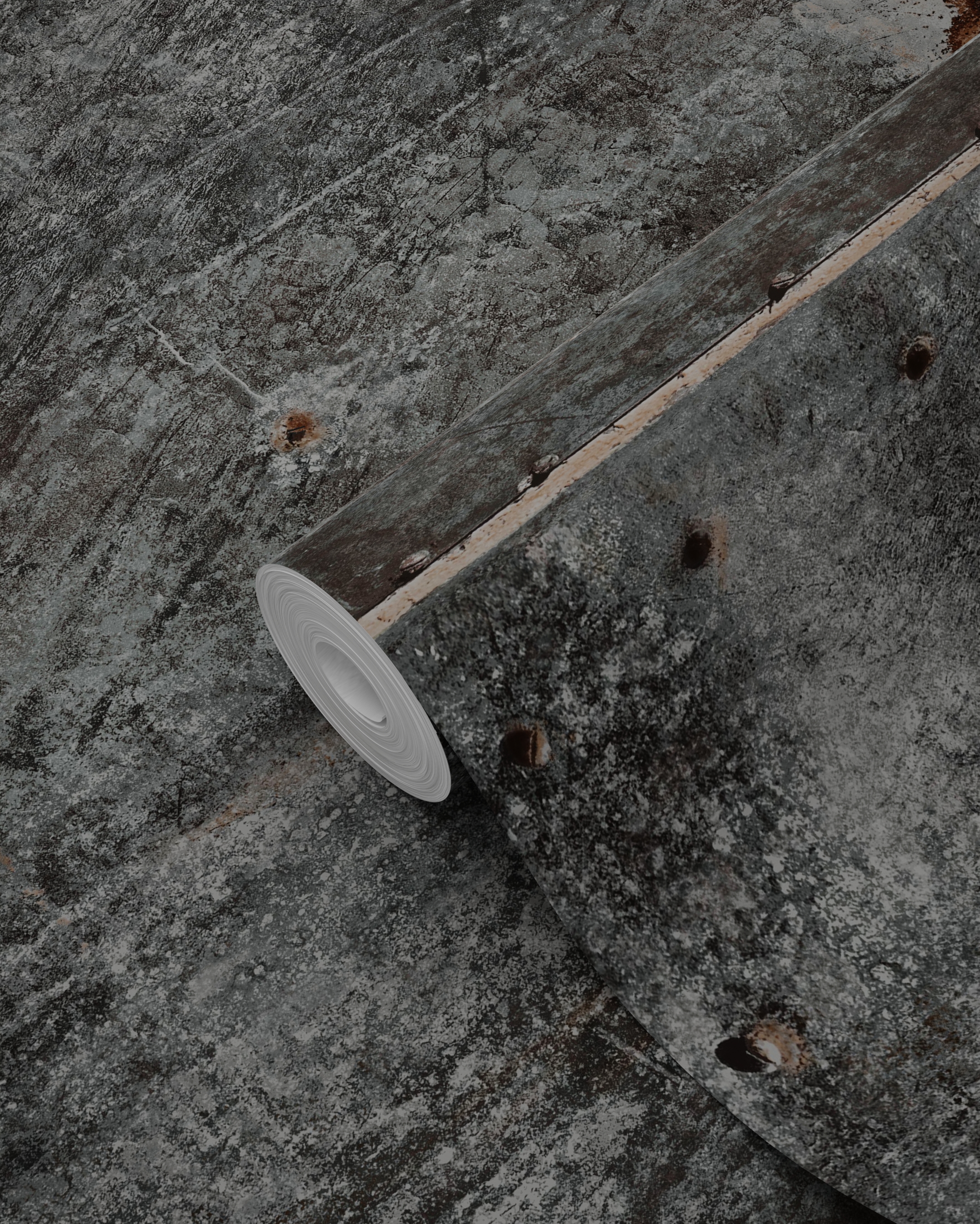 Papier Peint intissé plaques métalliques noir et brun rouille - 53 cm x ...