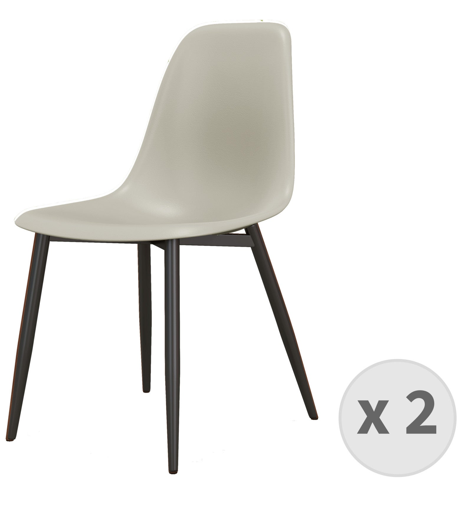 ESTER-Chaise Coque Mastic et métal noir (x2) | Leroy Merlin