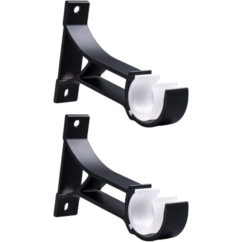 Dos soportes de barra de cortina de color negro para montaje en pared ...