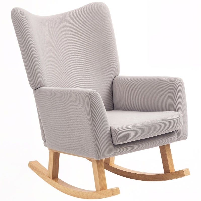 Chaise à bascule au design rétro, revêtement en velours côtelé, bois d ...