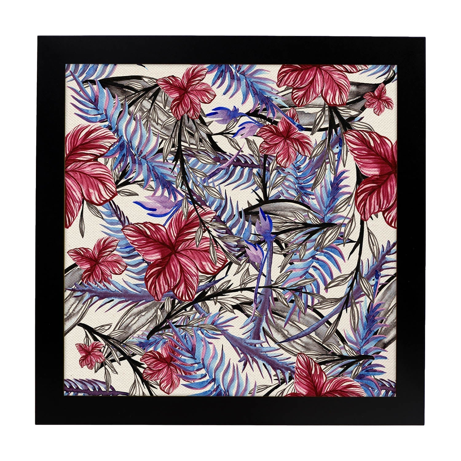 Poster De Flores Y Naturaleza. Lamina Cuadrada Estampado Con Azules ...