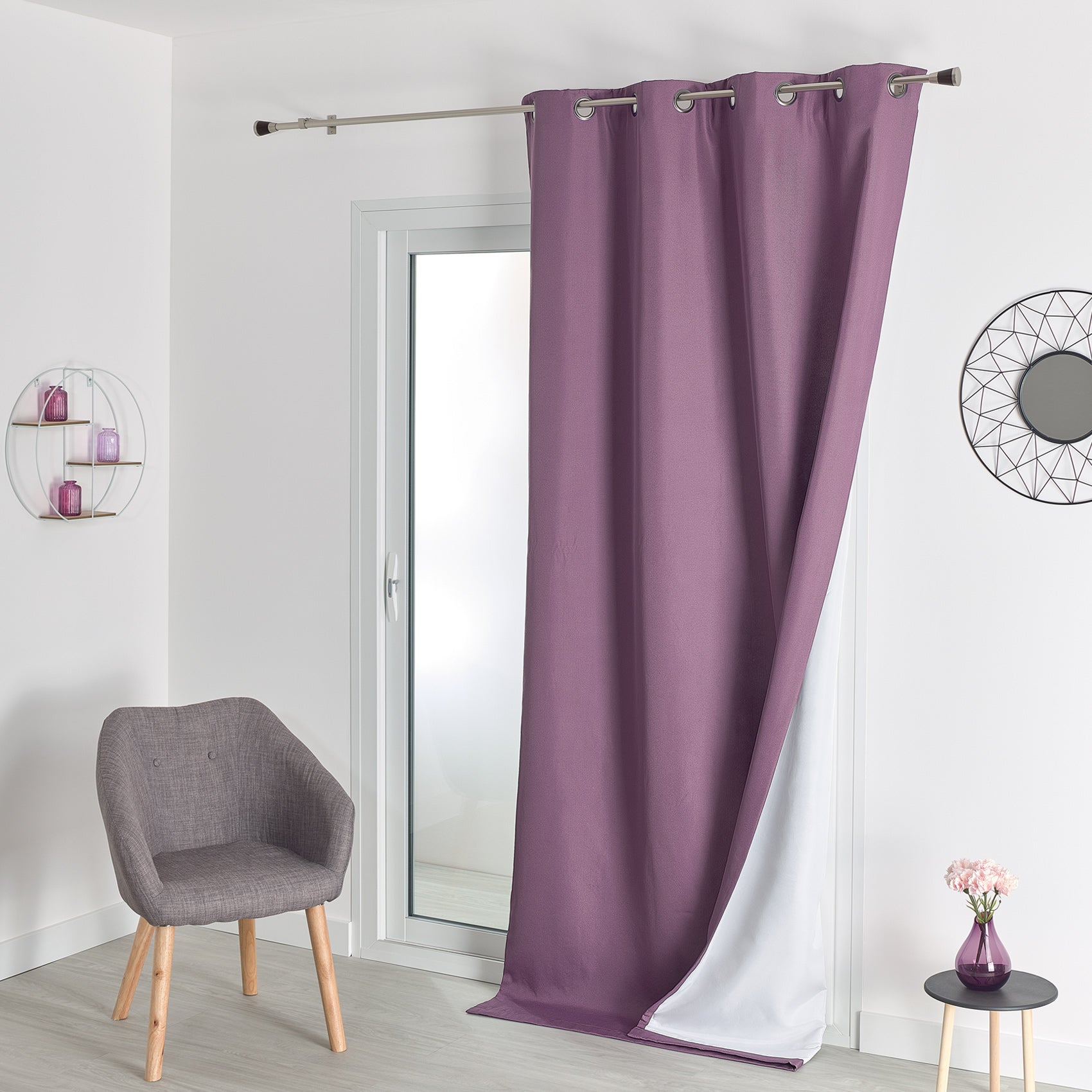 Rideau Isolant Thermique épais et ouatiné - Prune - 140x260 cm ...