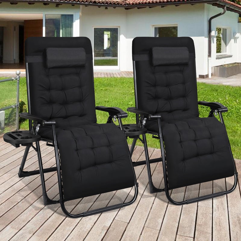 2x Chaise longue Chaise longue Transat en de Jardin 86x75x113cm Charge ...