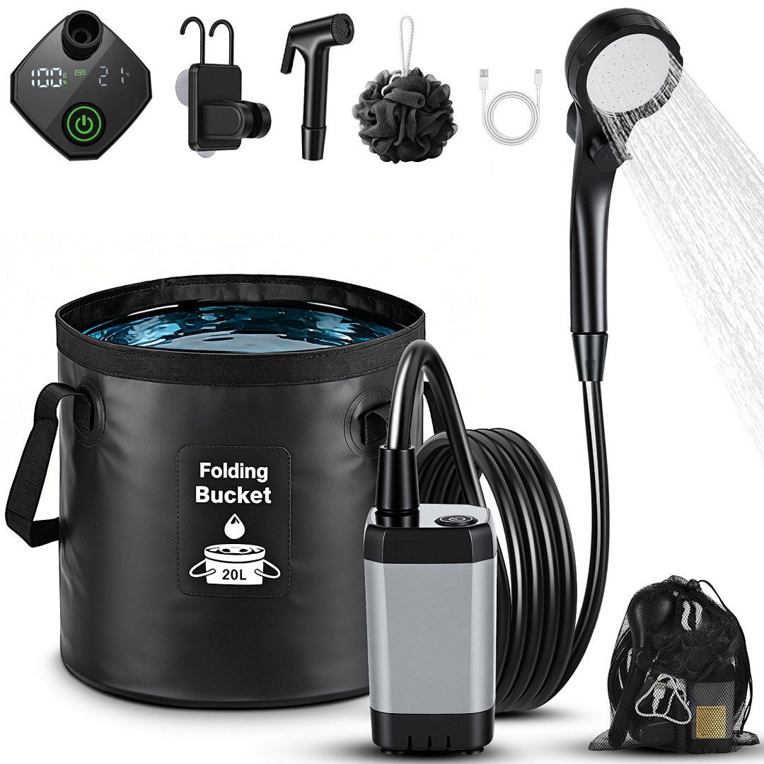 Ducha de camping, ducha portátil de 6000 mAh con cubo plegable de 20L y ...