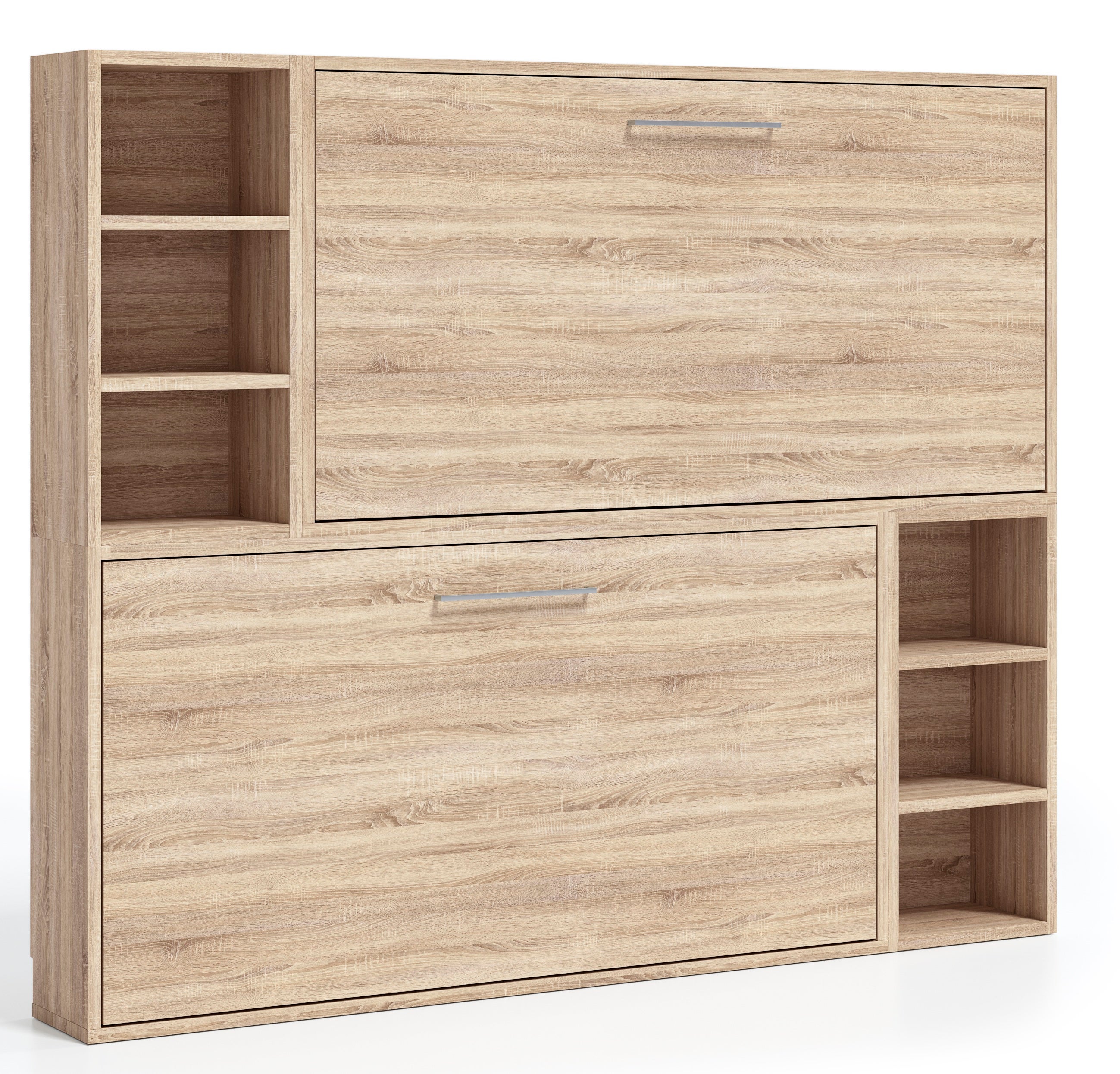 Lit escamotable superposé horizontal 2 couchages 90x190 avec étagères ...