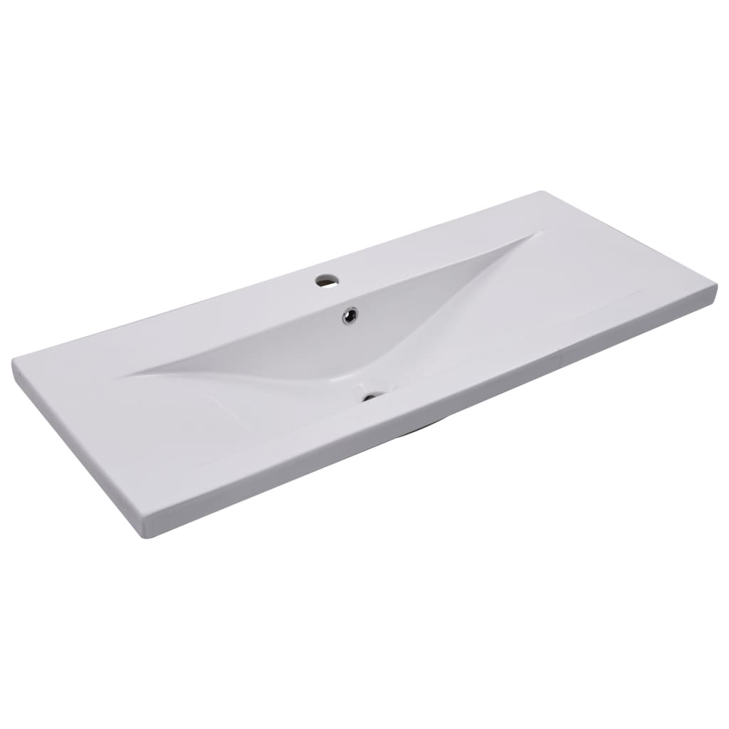 Lavabo salle de bain encastré 101 cm céramique blanc 02_0002646 | Leroy ...