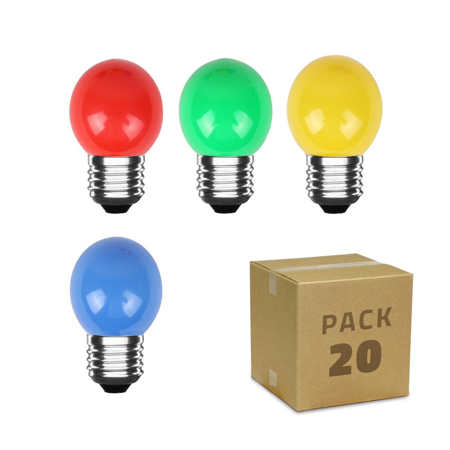 Ledkia Pack 20 Bombillas LED E27 3W 300 lm G45 4 Colores Multicolor | Leroy Merlin