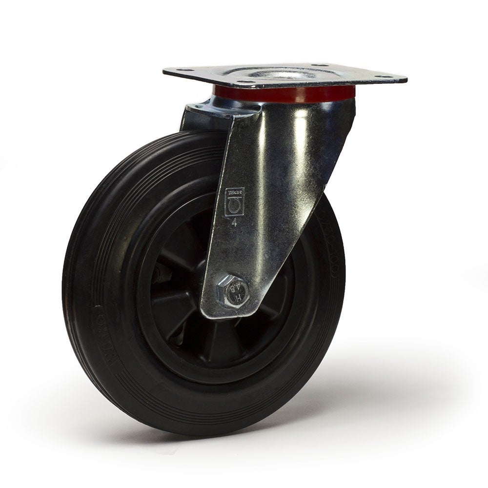 Roulette pivotante diamètre 100 mm caoutchouc noir - 70 Kg | Leroy Merlin