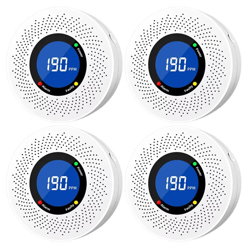 Rilevatore di monossido di carbonio (4 pezzi), allarme gas combustibile ...