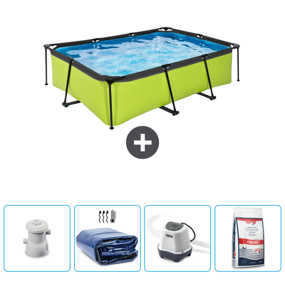 Pacchetto Piscina - EXIT TOYS - Rettangolo - 220x150x65 cm + Accessori ...