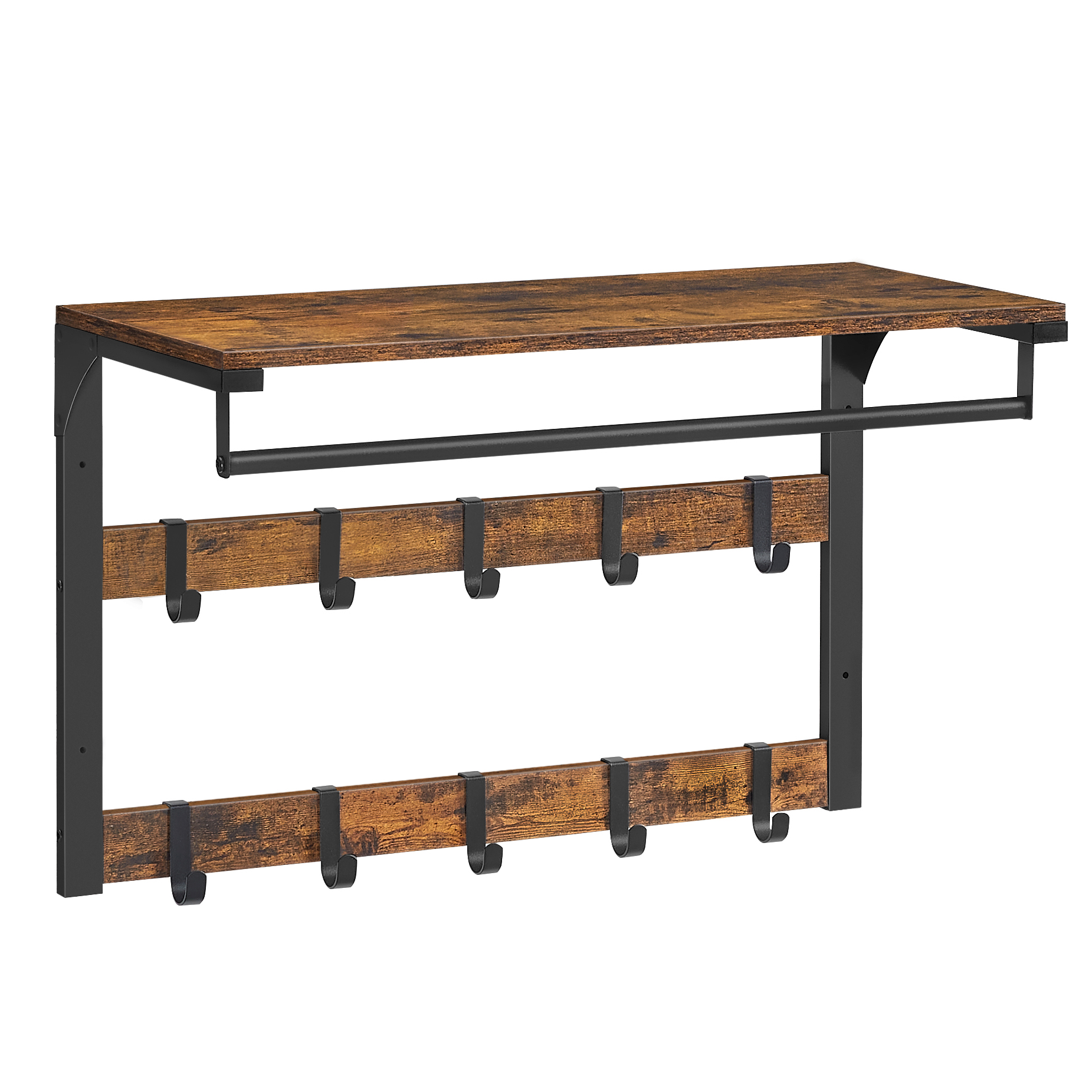 Perchero de Pared, Perchero Colgante con 10 Ganchos Extraíbles, Doble ...