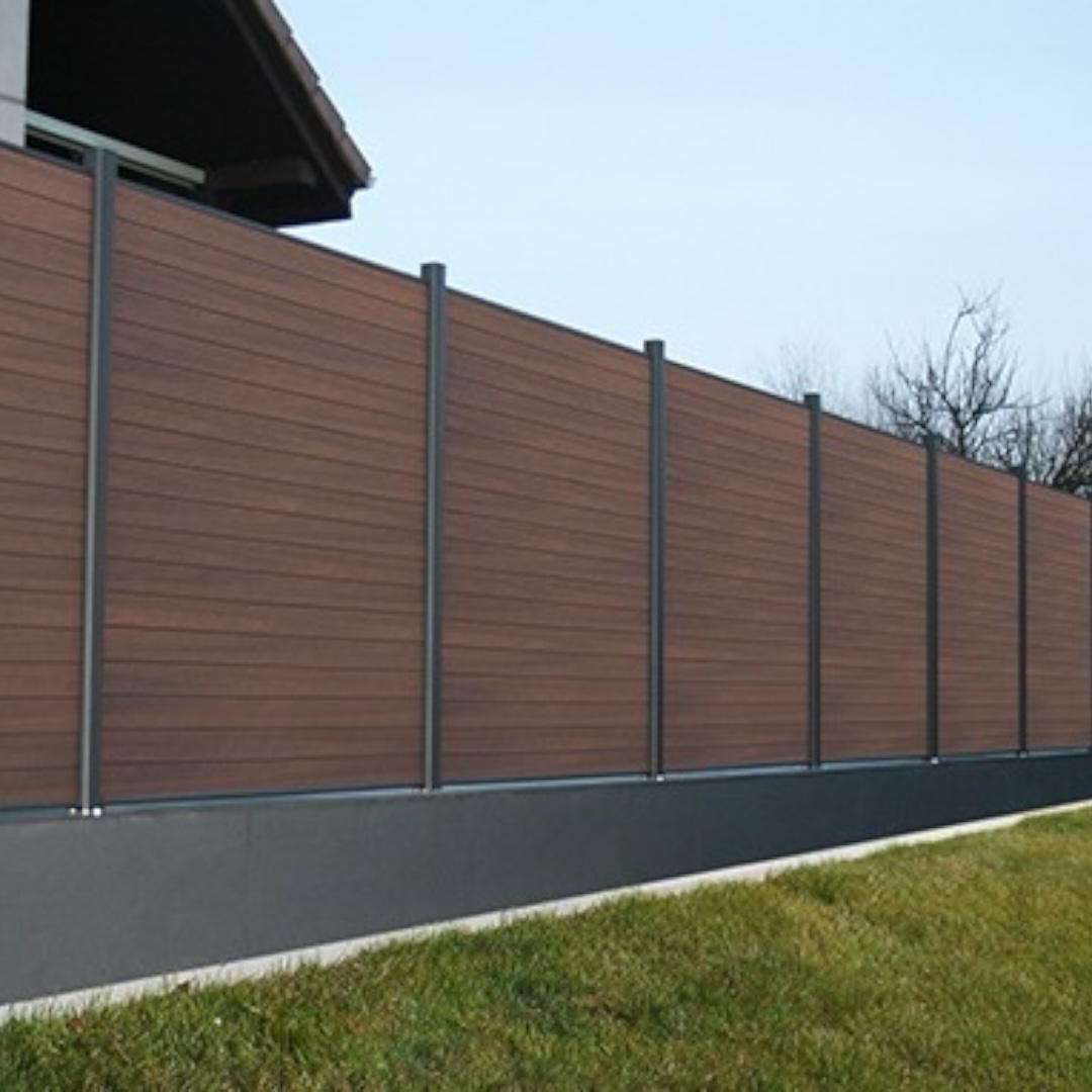 NEWTECHWOOD Kit de clôture de jardin WPC marron 176 cm (hauteur) x 120 ...