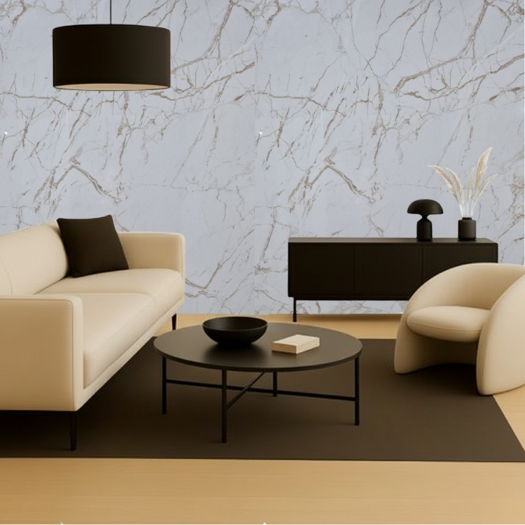 Panel Revestimiento Pared PVC Efecto Mármol Calacatta Brown 260x122x0.3 ...