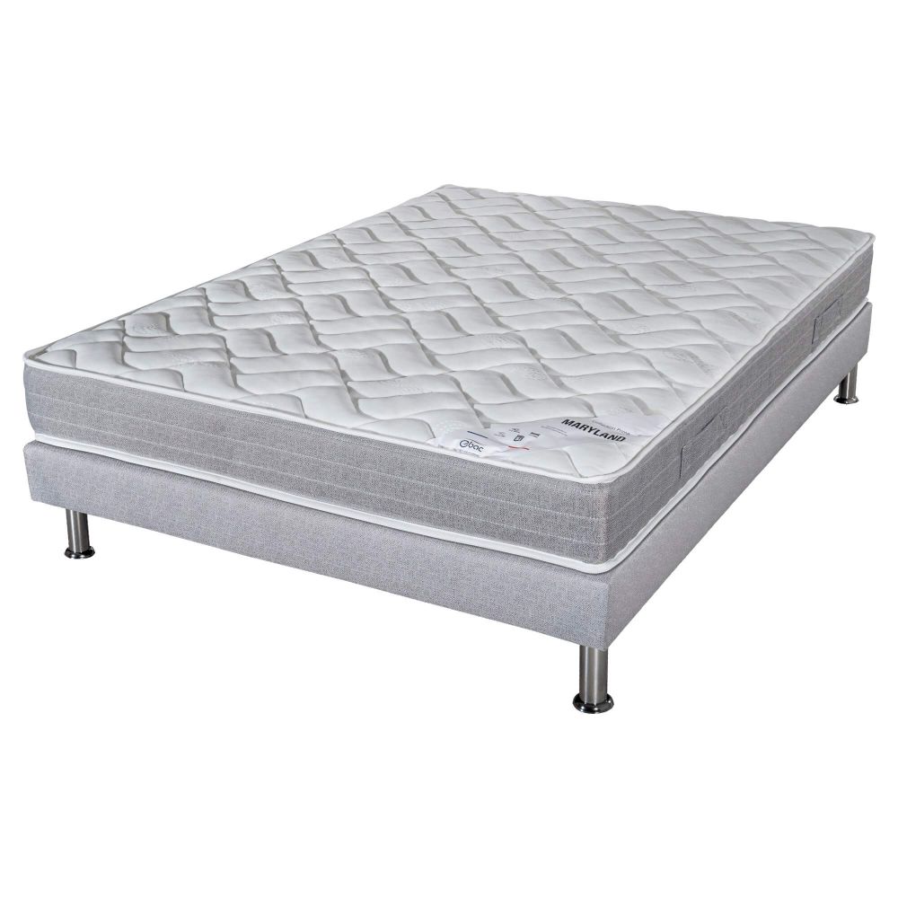 Matelas mousse + Sommier Gris clair 140x190 Maryland - Hauteur 20 cm ...