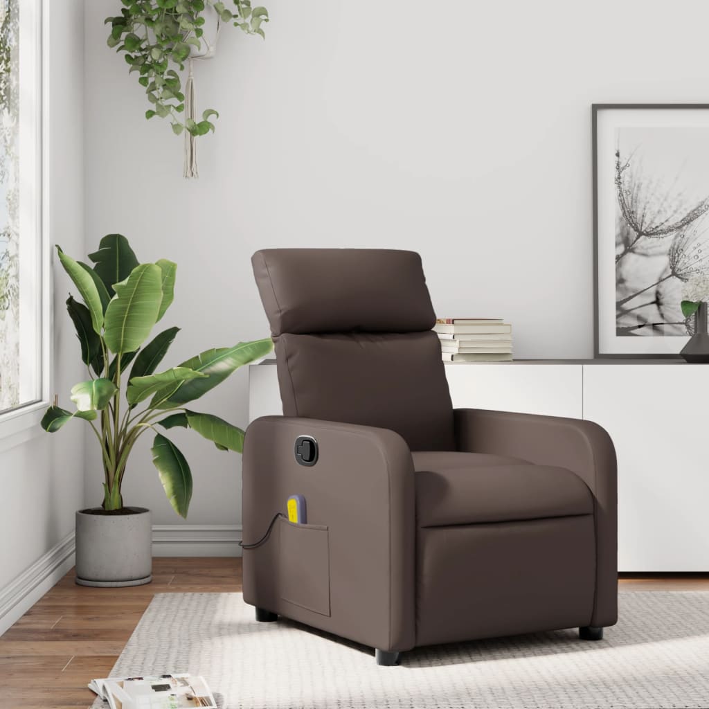 Sillón de masaje reclinable Marrón Polipiel | Leroy Merlin