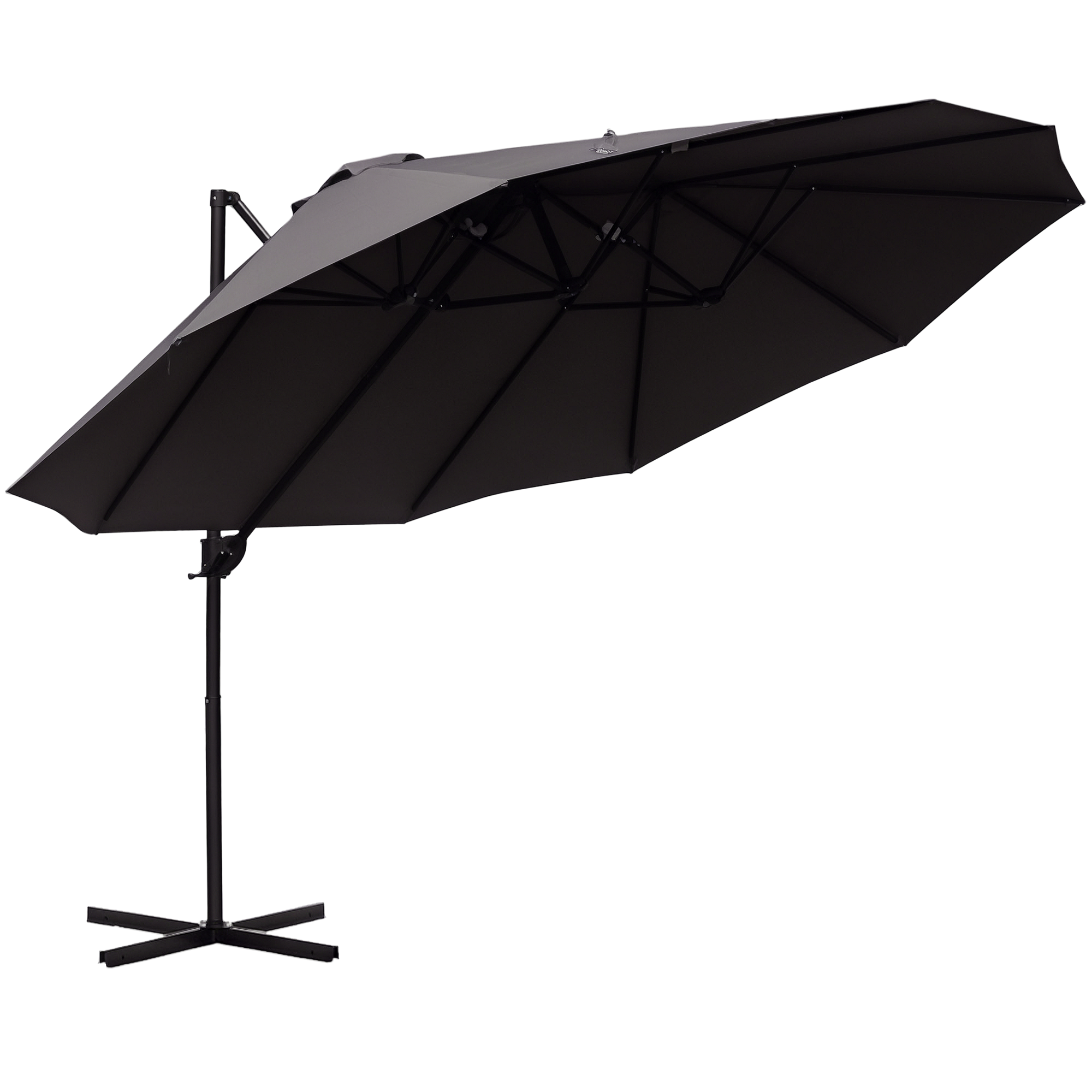 Parasol XXL support croisé manivelle main étanche 270x445x260 cm gris ...