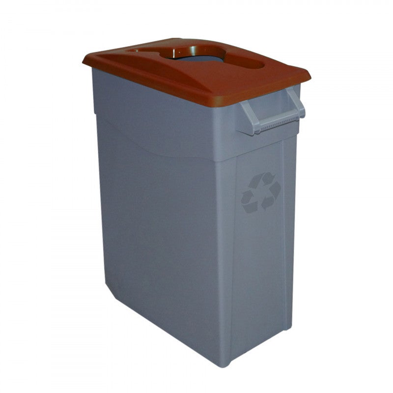 Poubelle Zeus 65 L marron à couvercle ouvert et roulettes – Plastique ...