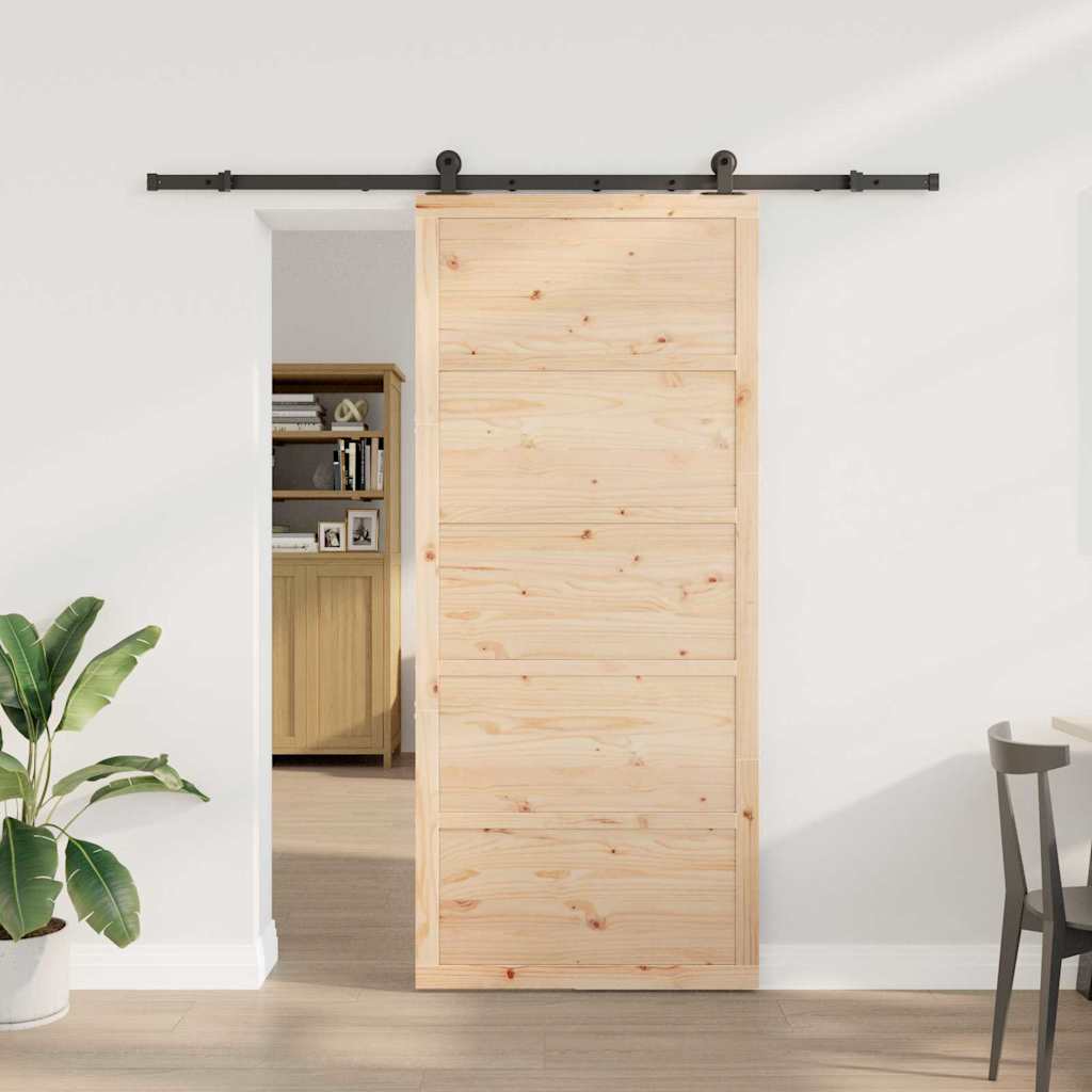 Puerta Corredera Marrón 80 x 208 cm Madera maciza de pino | Leroy Merlin