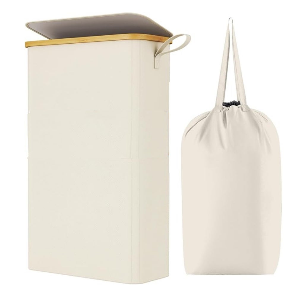 Cesto de ropa extraplano de 65 l, cesta para ropa sucia con tapa, cesto ...