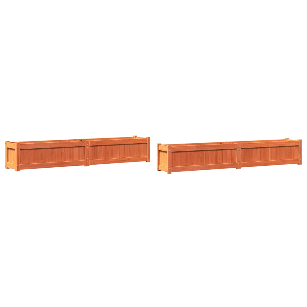 Jardinières d'extérieur 2 pcs bois de pin massif ciré marron ...
