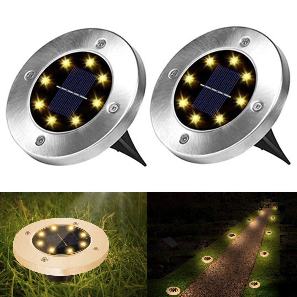 2 luces solares de suelo, luces de paisaje de jardín impermeables al ...