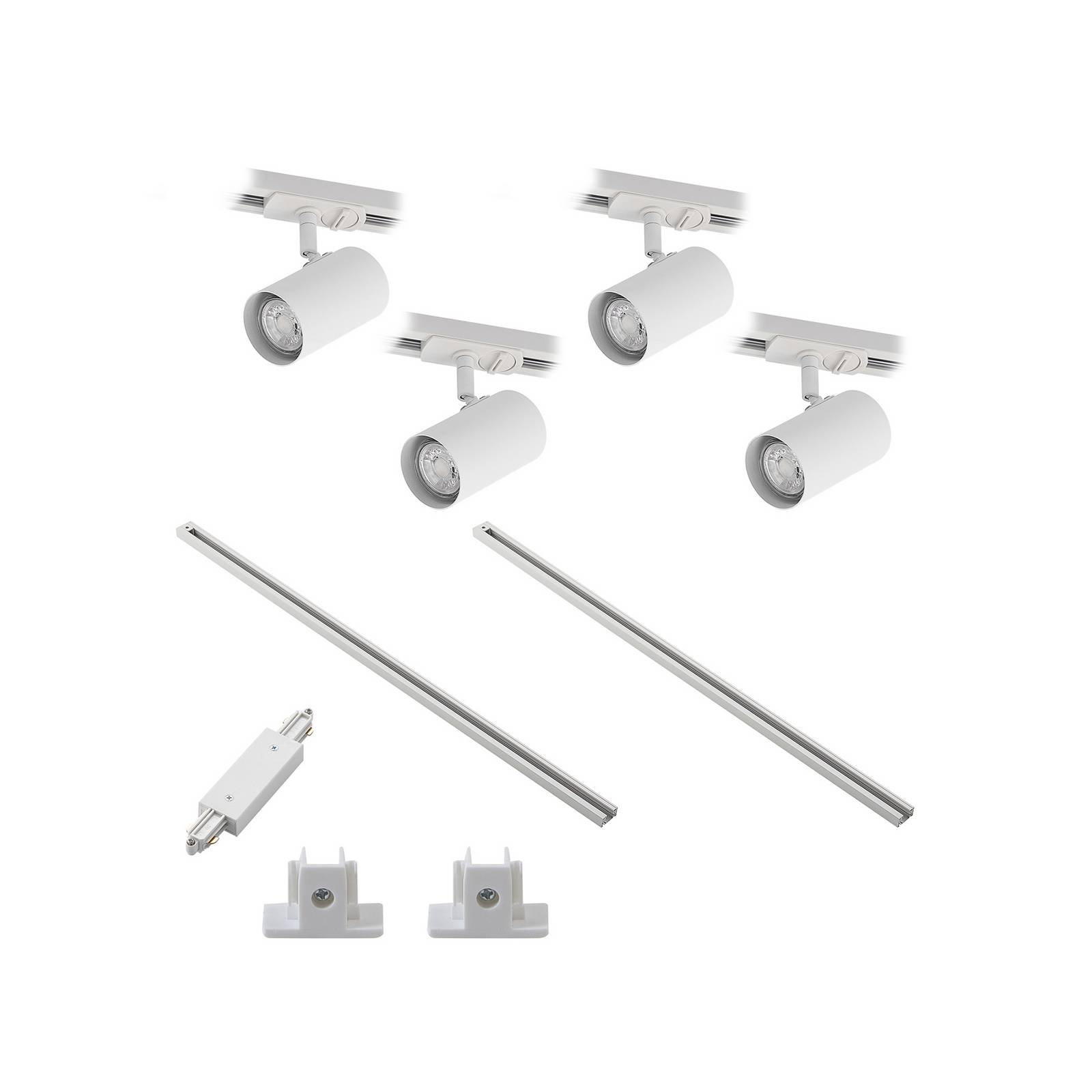 Sistema de riel Lindby Linaro, GU10, 4 luces, blanco, Ø 6 cm, sistema ...