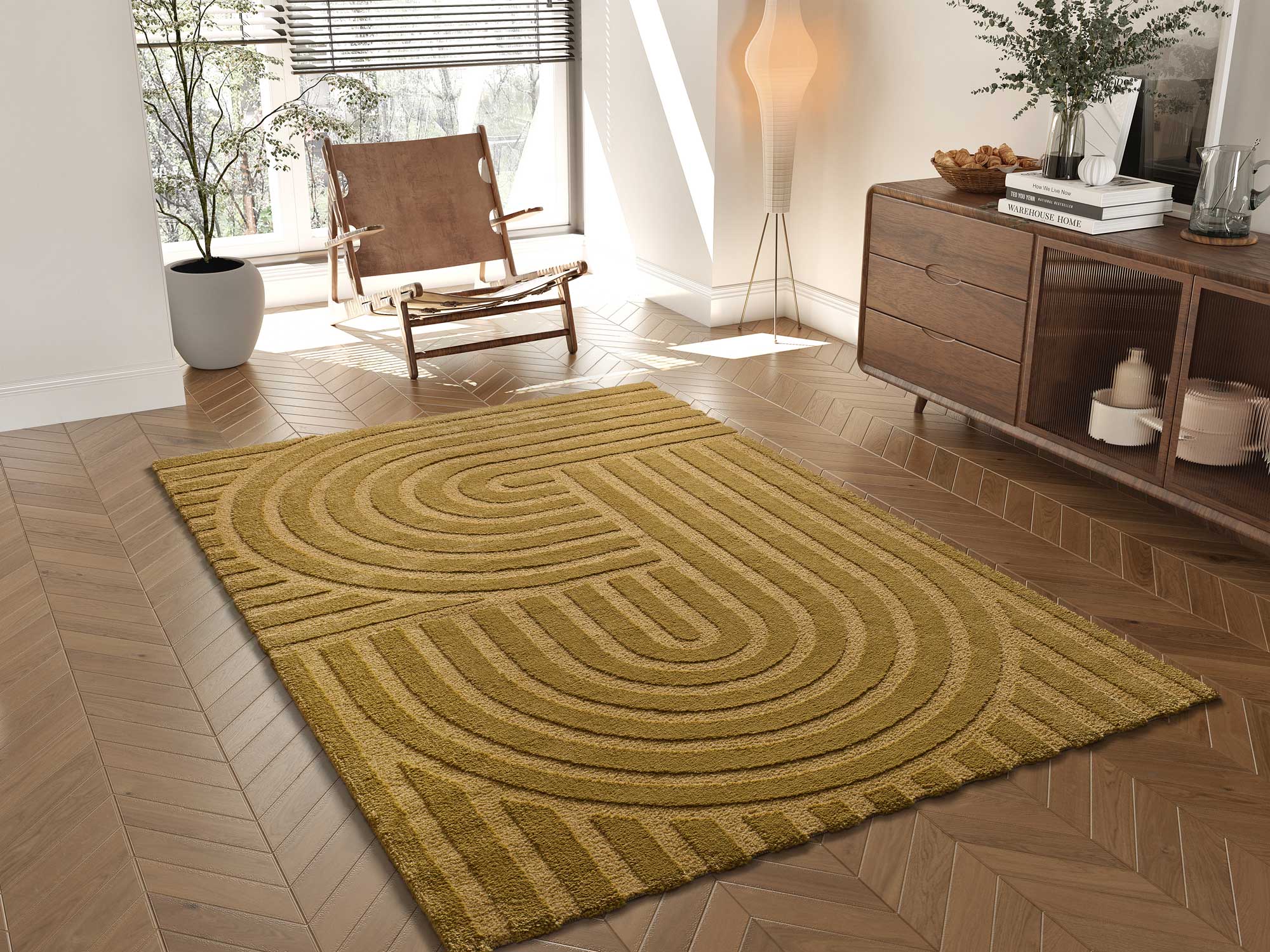 Tappeto interno senape rettangolare 160 x 230 cm SNOWY scandinavo ...
