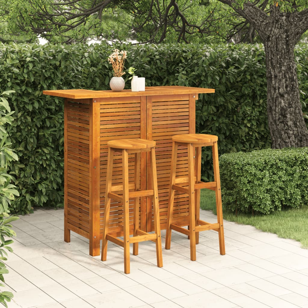 VidaXL Set da Bar per Giardino 3 pz in Legno Massello di Acacia | Leroy ...
