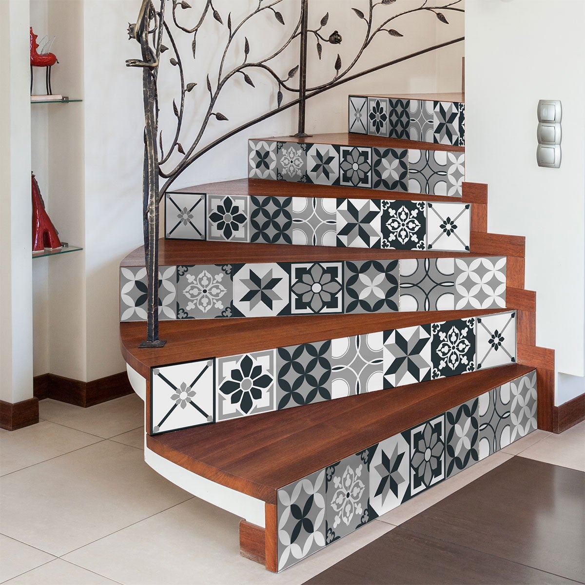Vinilo escalera azulejos lisa x 2 - adhesivo de pared - revestimiento ...