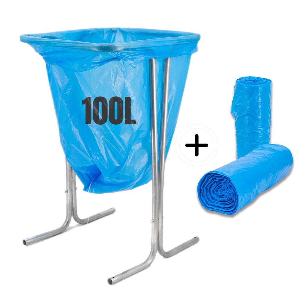 Support sac poubelle d'intérieur sur pied métal sans couvercle et sacs ...