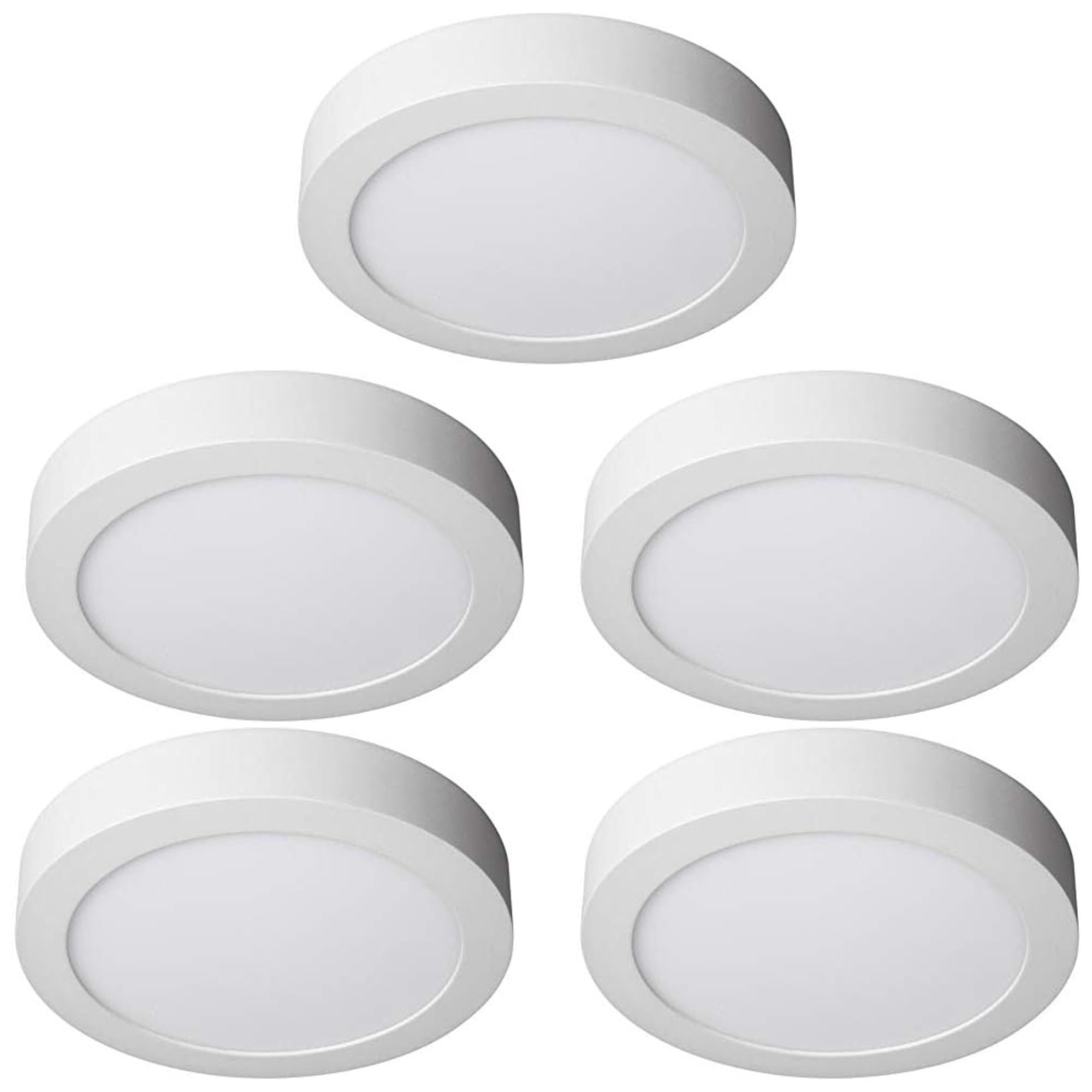 Pack 5 Downlight led 18W 4200ºK redondo superficie blanco Ø210x37 mm ...