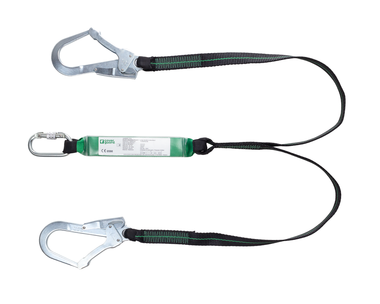 Longe double à absorbeur sangle avec 2 connecteurs acier ouverture 50mm ...