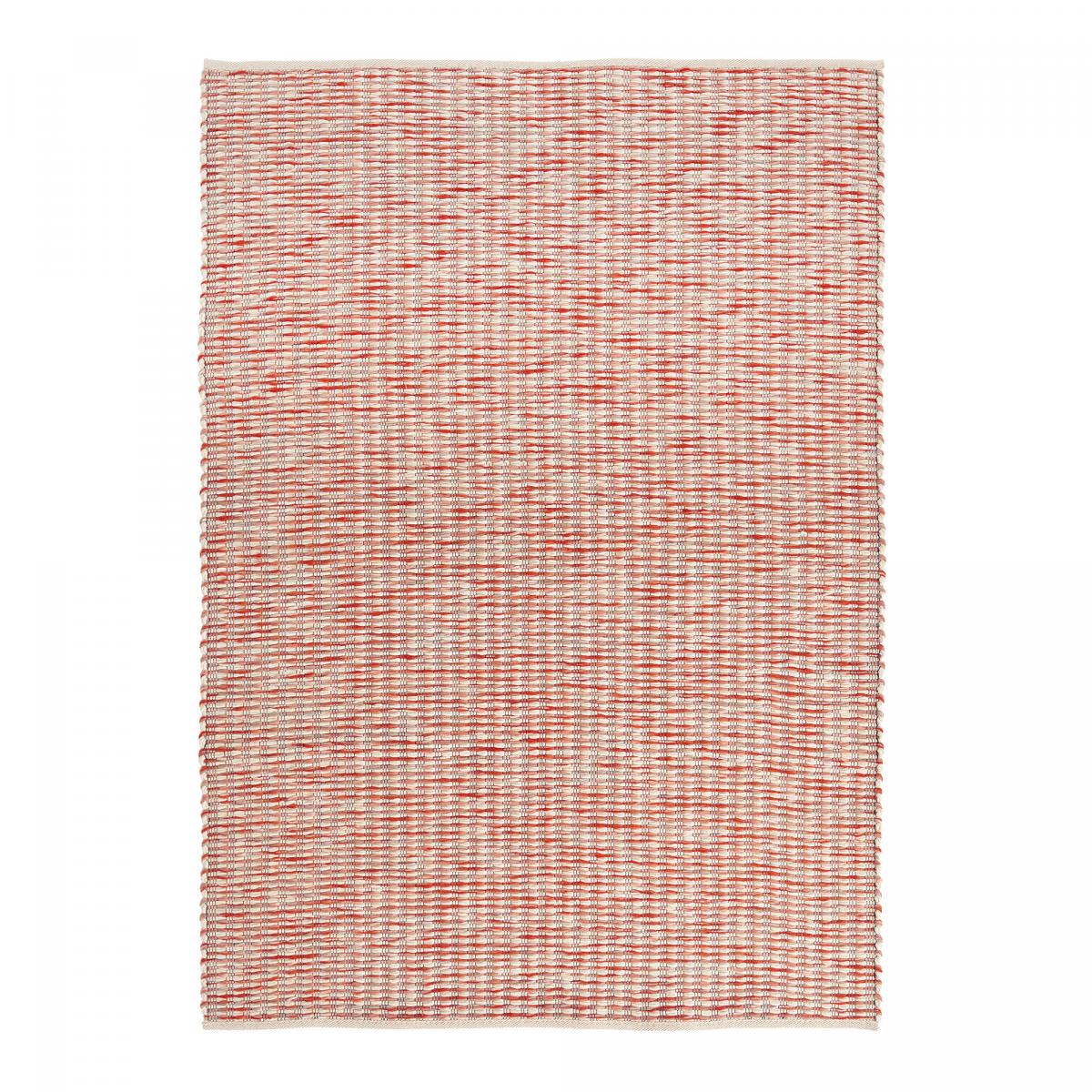 Tapis open space 200x280 fait main en laine crème et rouge motif faux ...