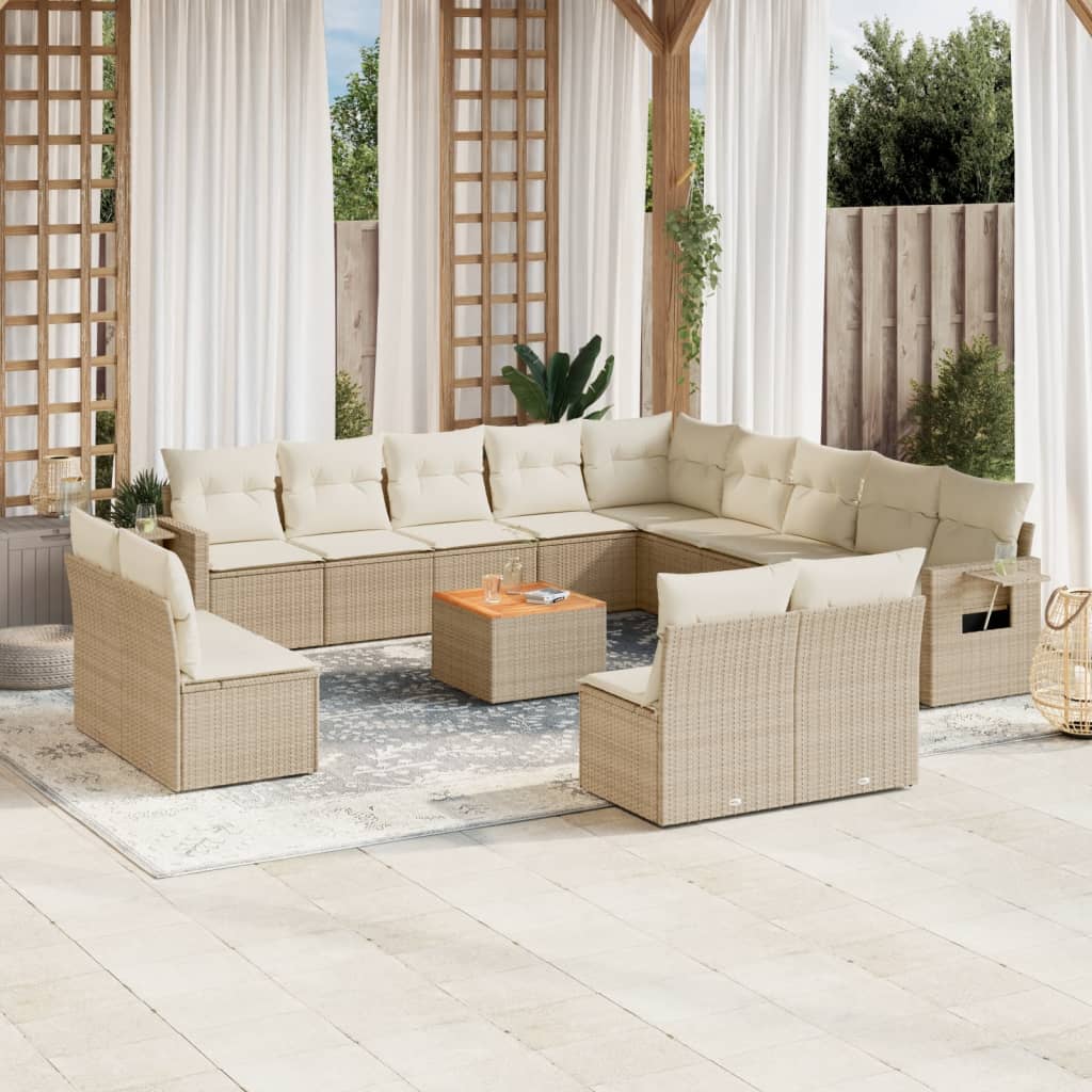 Maison Exclusive - Salon de jardin avec coussins 14 pcs beige résine ...