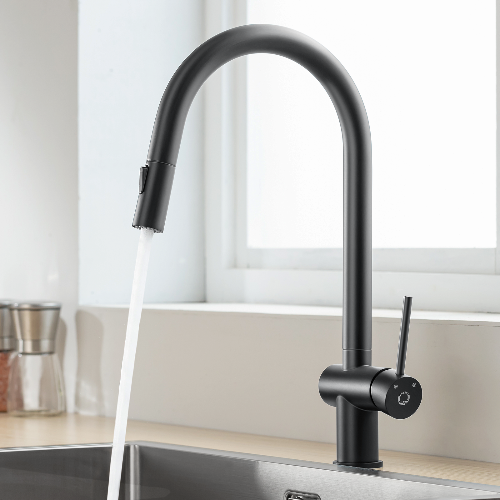 Cecipa MAX Noir Mitigeur de Cuisine avec Douchette Extractible ...